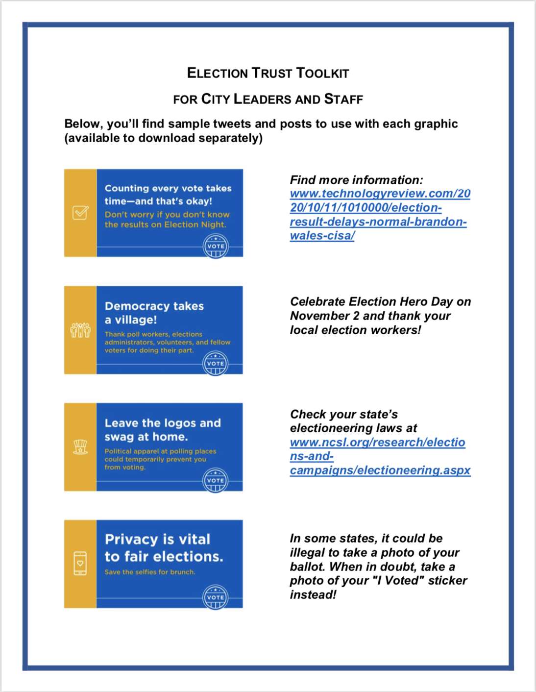 Election Trust Toolkit for City Leaders and Staff - National League of ...
