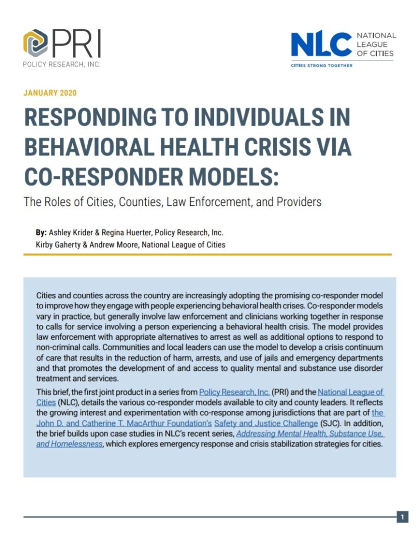 Responding to Individuals in Behavioral Health Crisis via Co-Responder ...