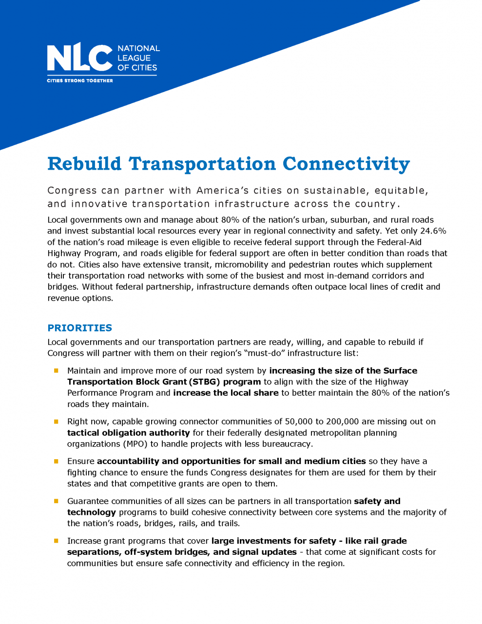 Rebuild Transportation Connectivity - National League of Cities