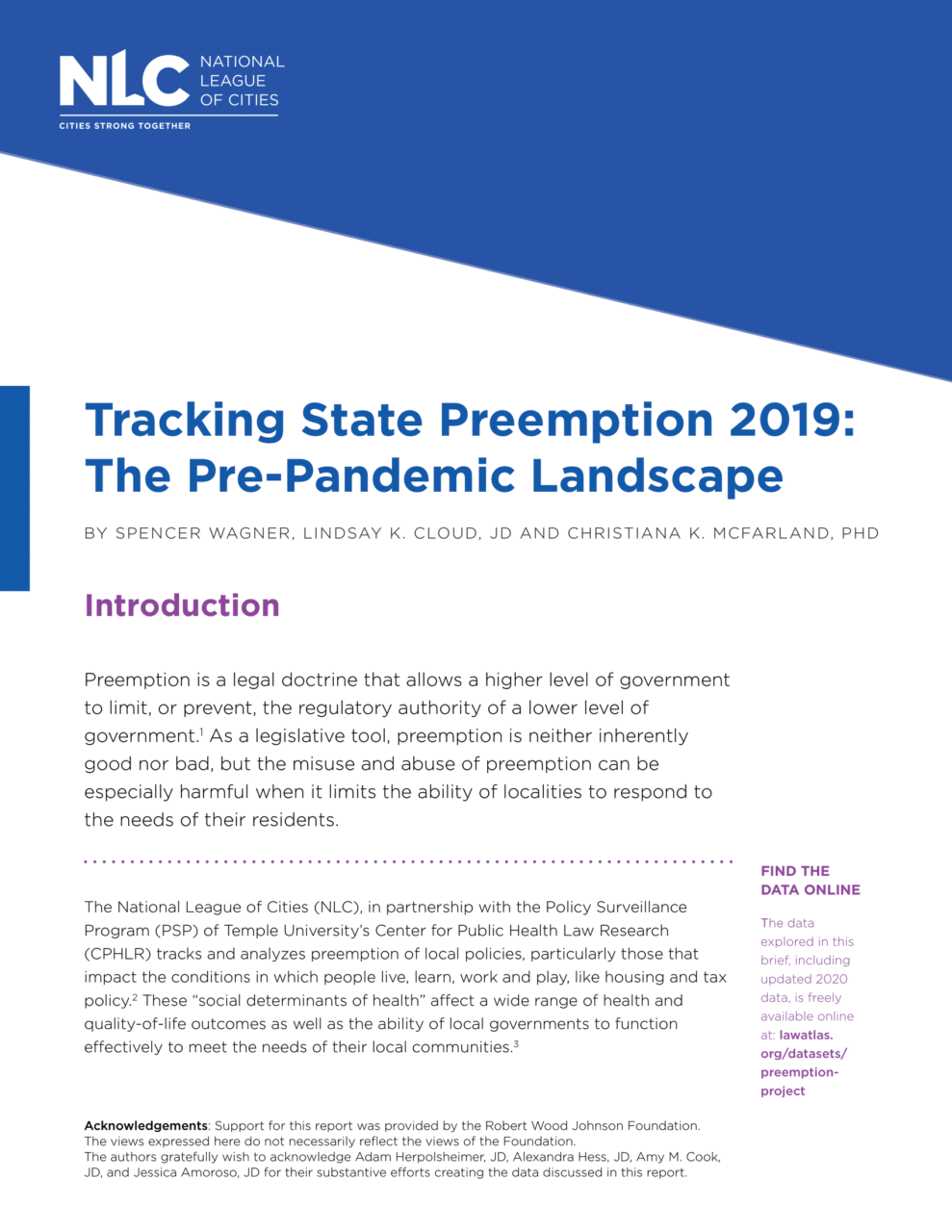 Tracking State Preemption 2019: The Pre-Pandemic Landscape - National ...