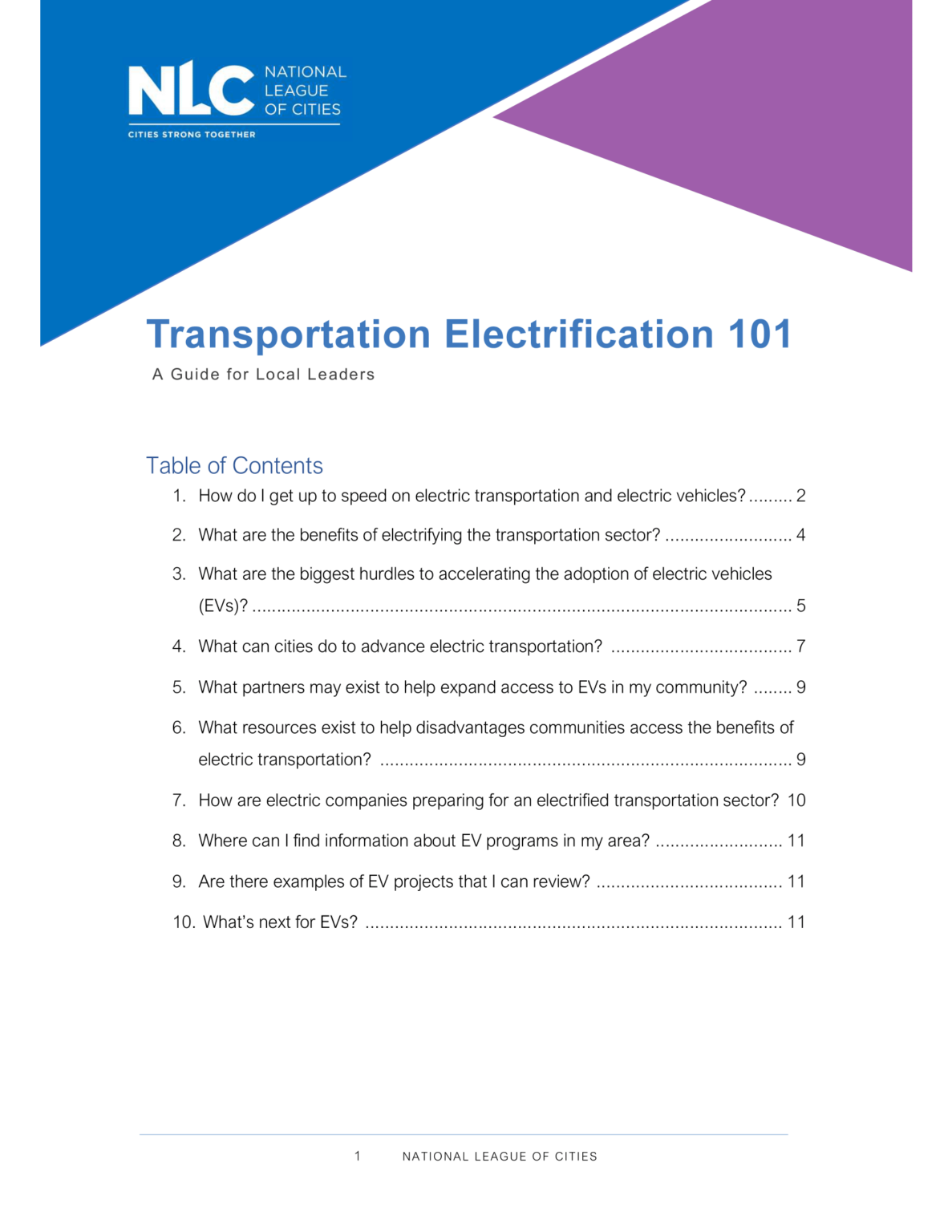 Fact Sheet: Transportation Electrification 101 - National League of Cities