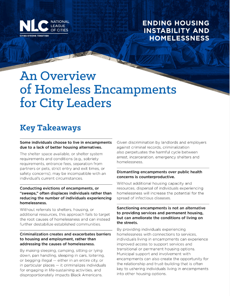 An Overview of Homeless Encampments - National League of Cities