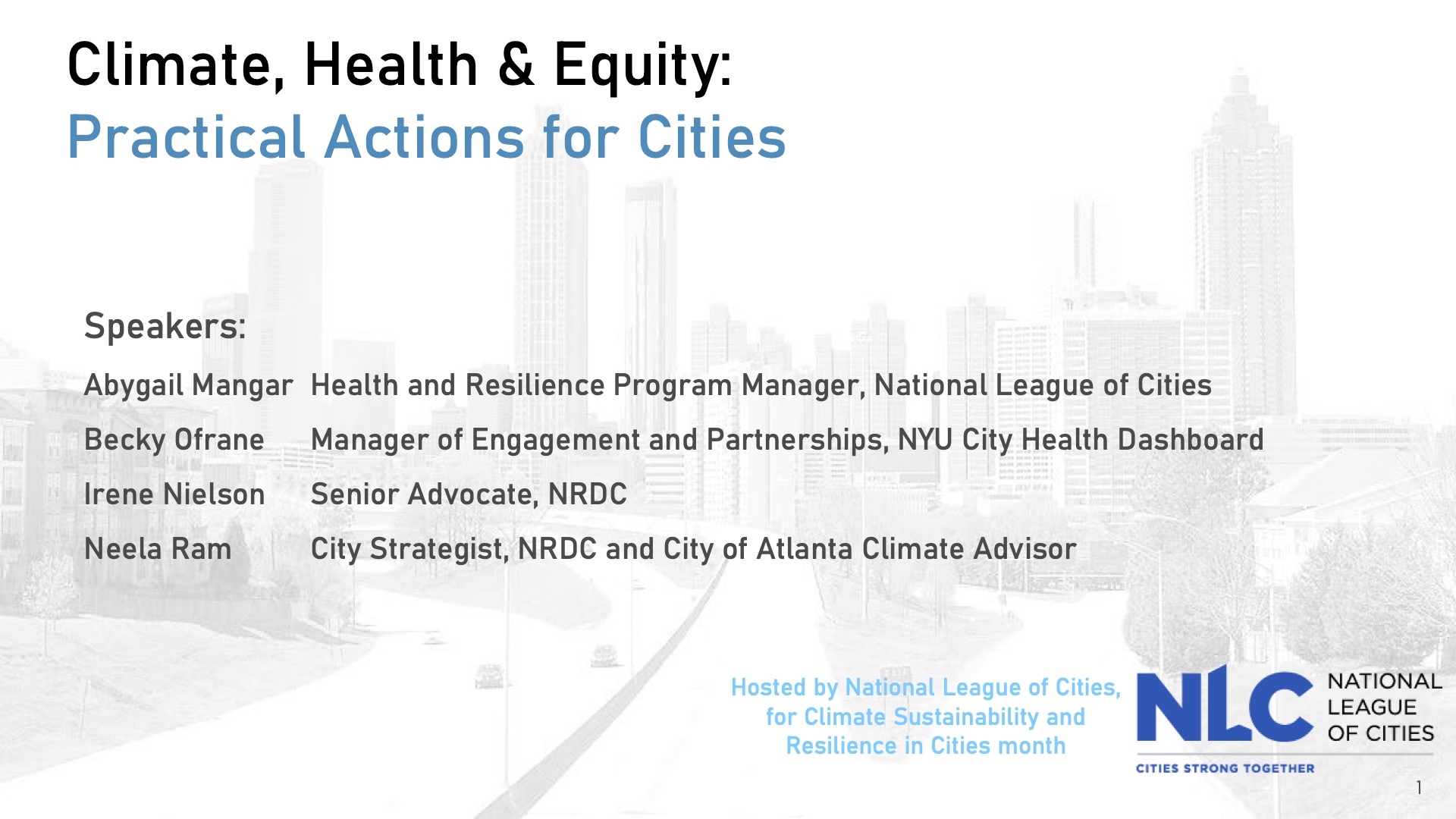 From the Event: Climate, Health & Equity: Practical Actions for Cities ...