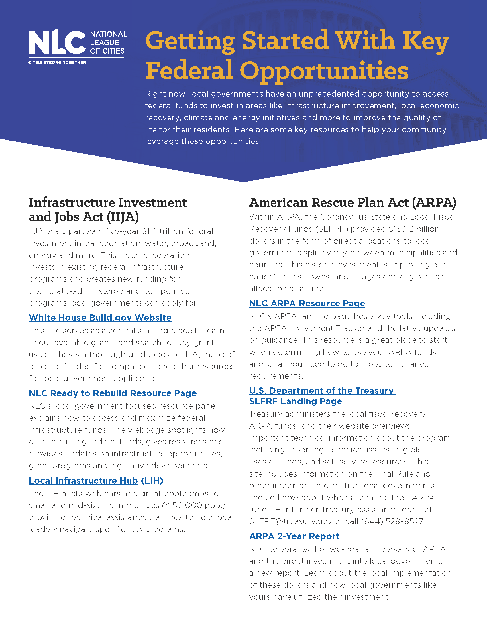 Fact Sheet: Getting Started With Key Federal Opportunities - National ...
